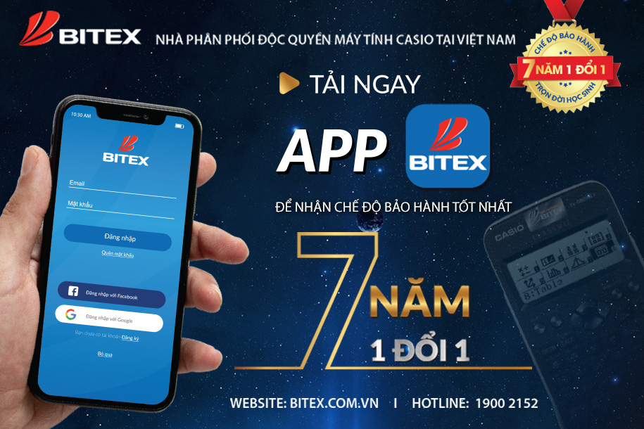 App BITEX - Bảo hành chính hãng Casio tận 7 năm siêu nhanh và dễ