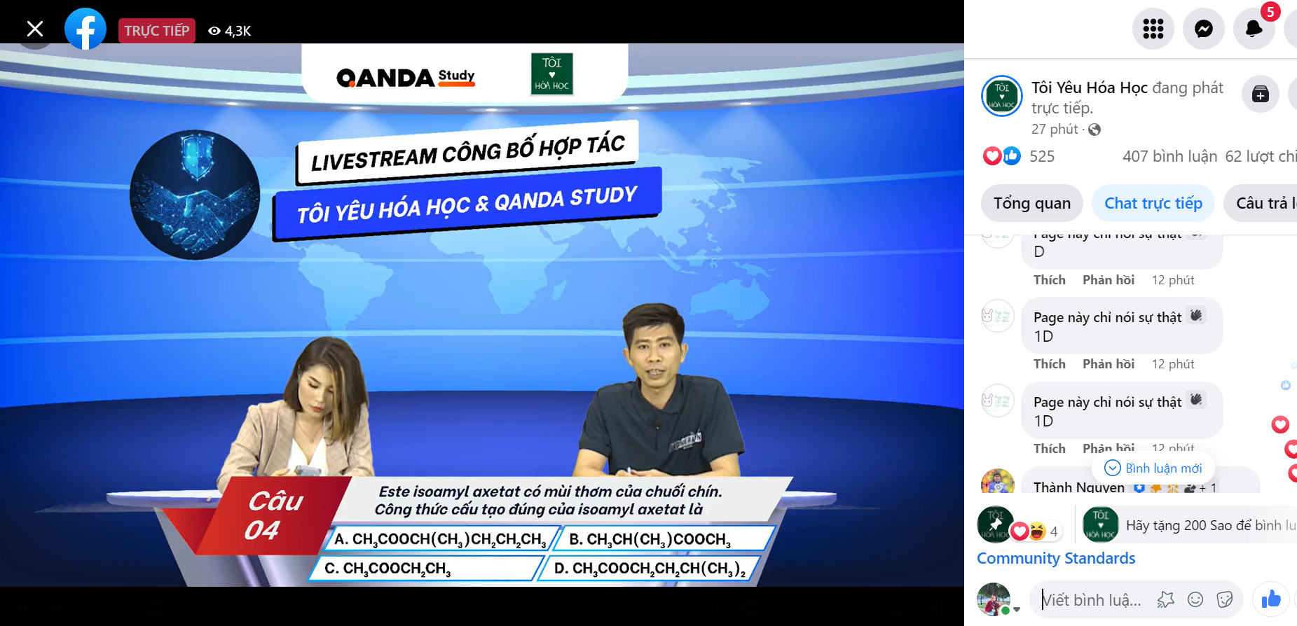 Thầy giáo livestream Hoá học nghìn view hợp tác “khủng" với QANDA Study