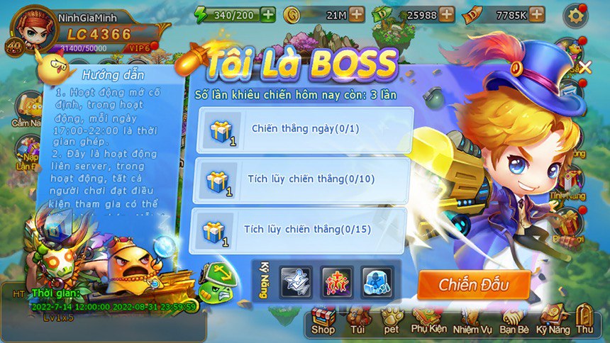 “Tôi Là Boss” – sân chơi mới siêu hot của game thủ Gunny Origin